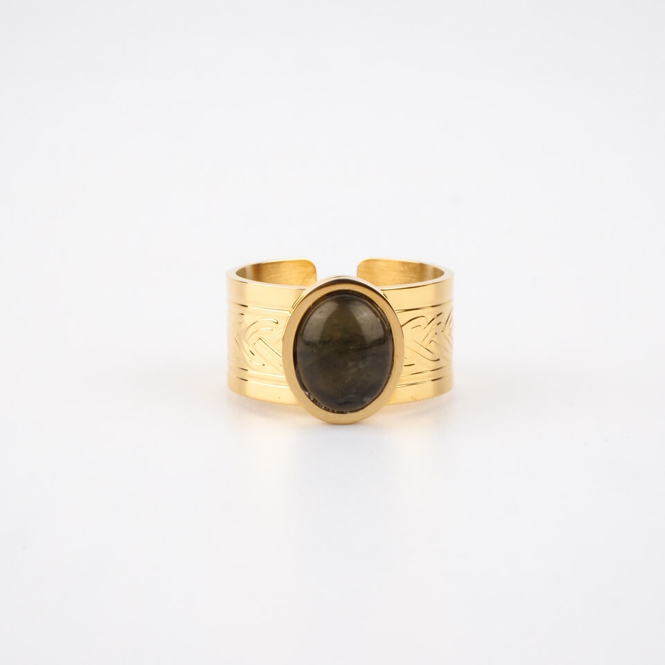Bague London grise en acier or jaune - Zag Bijoux